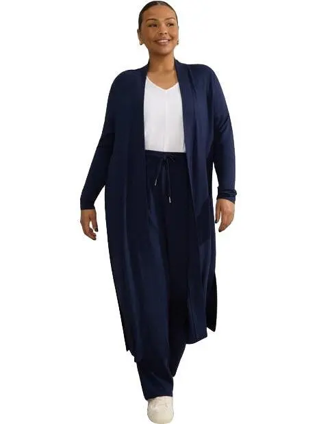 LIVE UNLIMITED Lightweight Supersoft Maxi Cardigan - Navy