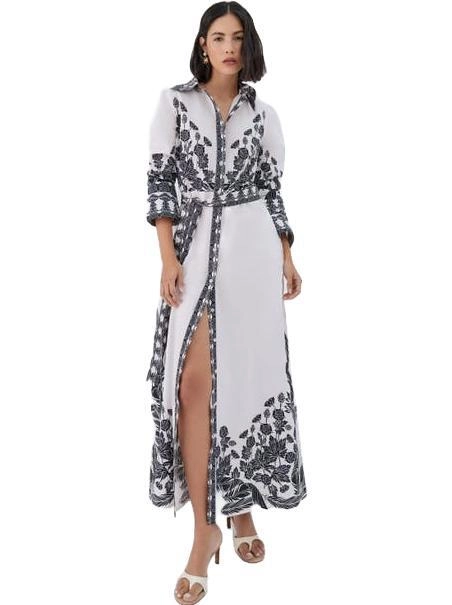RAISHMA Printed Cotton Poplin Maxi Dress - White