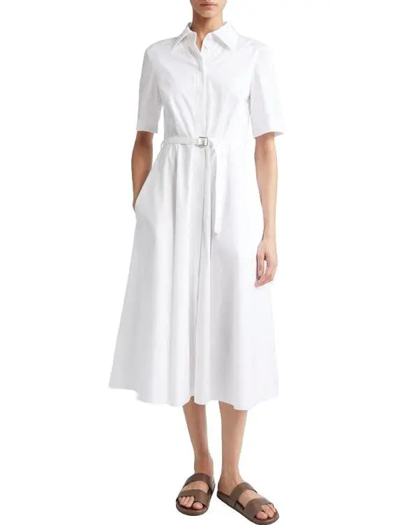 EMILIA WICKSTEAD Rubie Belted Cotton Poplin Shirtdress - White