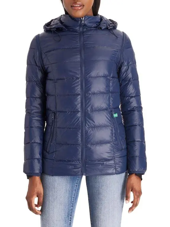 MODERN ETERNITY Lightweight Puffer Convertible 3-in-1 Maternity Jacket - Navy