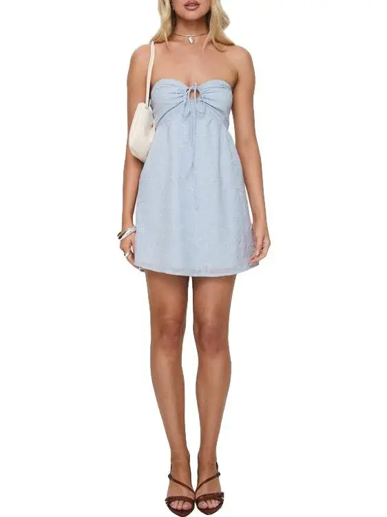 Princess Polly Embroidered Strapless Mini Dress - Blue