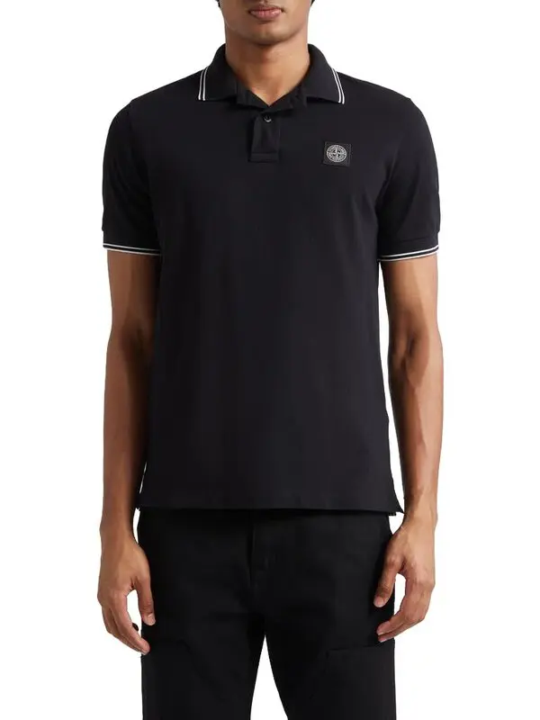 Stone Island Tipped Stretch Cotton Polo - V0029 Black