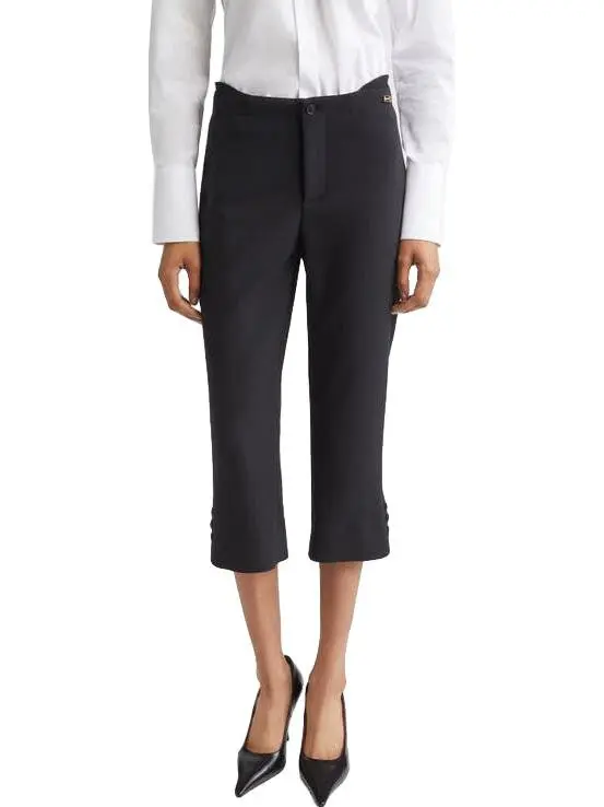 Victoria Beckham Tab Detail Double Crepe Crop Pants - Black