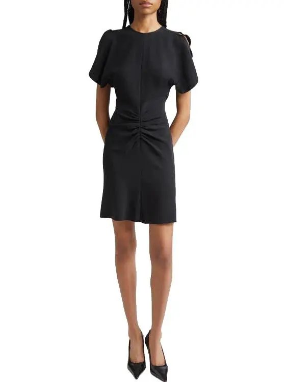 Victoria Beckham Gathered Waist Satin Mini Dress - Black