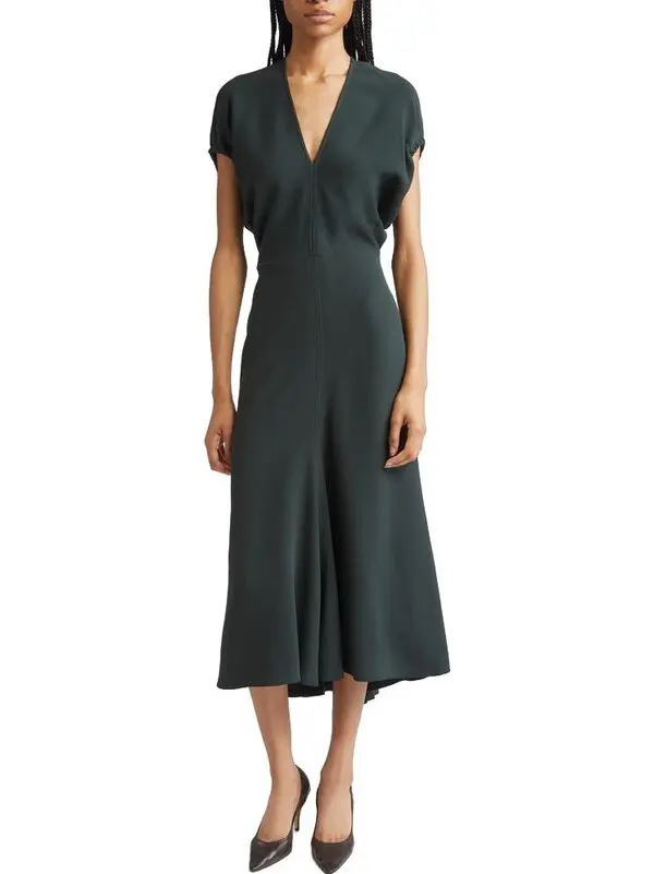 Victoria Beckham Blouson Midi Dress - Dark Pine