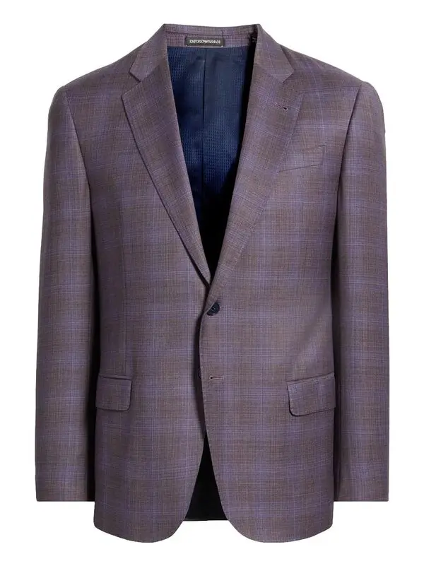 Emporio Armani Plaid Virgin Wool Sport Coat - Purple Plaid