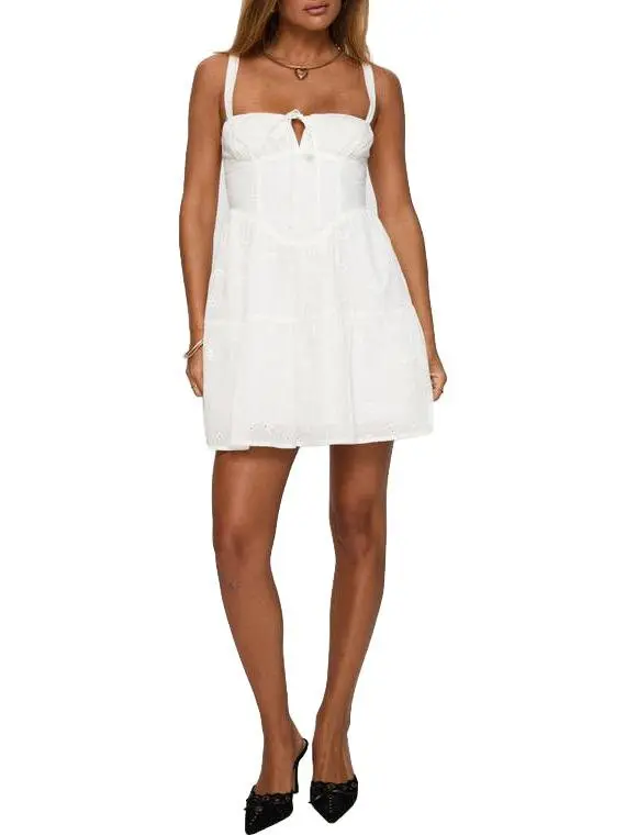 Princess Polly Anabelita Broderie Anglaise Cotton Minidress - White