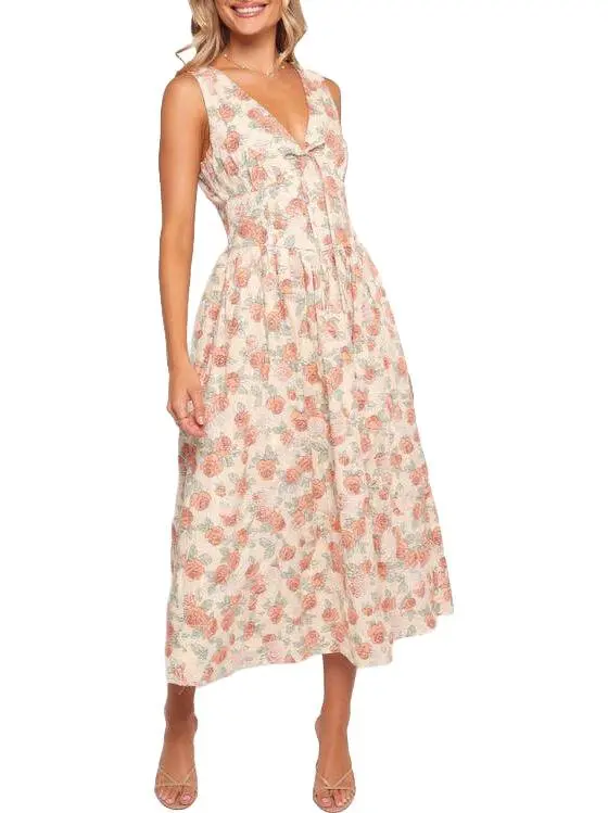 PETAL & PUP Velda Floral Cotton Midi Dress - Pink Floral
