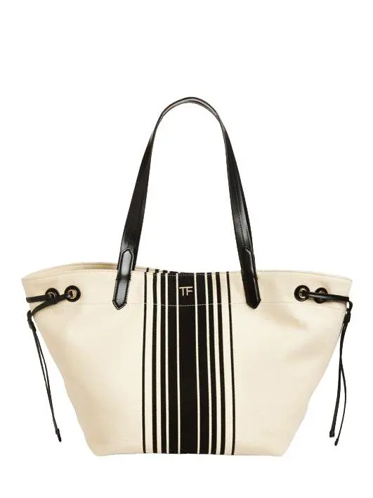 TOM FORD Large Stripe Jacquard Tote - 7jn02 Natural/black/black