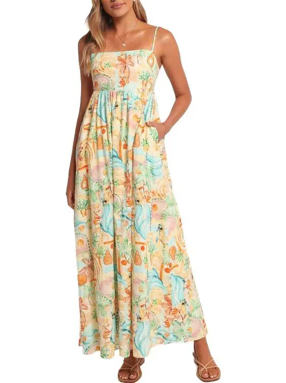 PETAL & PUP Odessa Printed Maxi Dress - Golden Palm