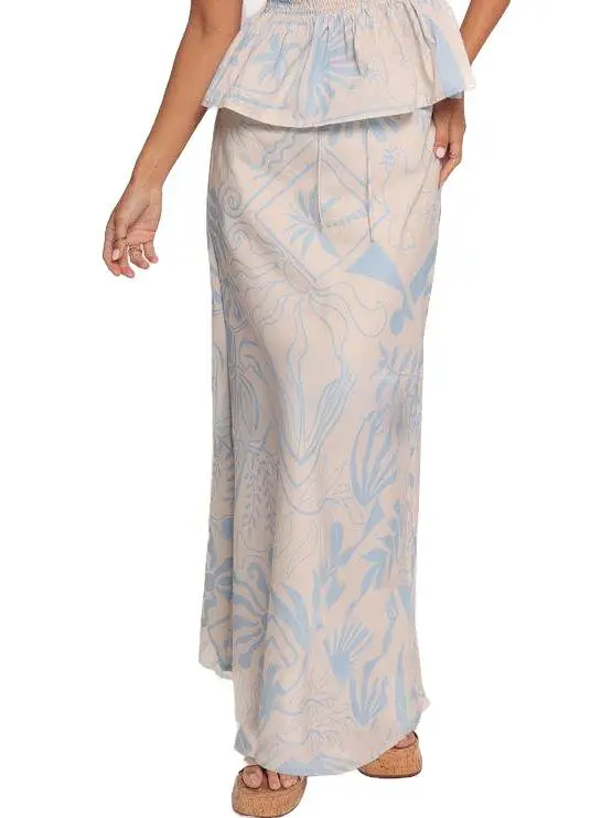 PETAL & PUP Elena Mixed Print Maxi Skirt - Blue Soleil
