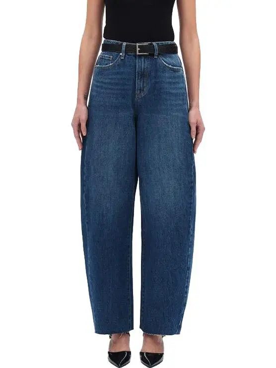 BAYEAS High Waist Barrel Jeans - Dark Blue