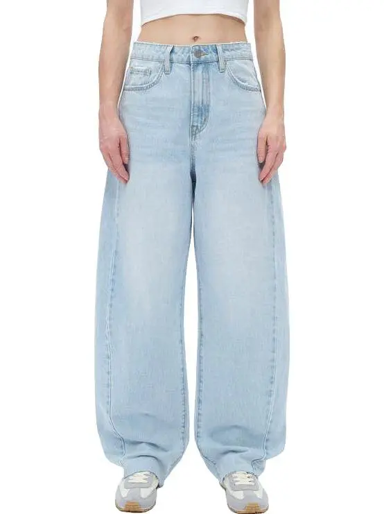 BAYEAS High Waist Barrel Jeans - Light Blue