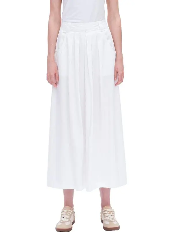 BAYEAS Pleated Denim Midi Skirt - White
