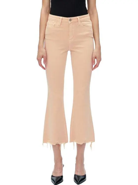 BAYEAS Fray Hem Crop Flare Jeans - Bleached Apricot