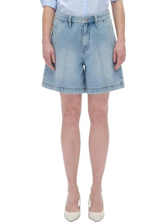 BAYEAS Seamed Mid-rise Denim Bermuda Shorts - Light Blue