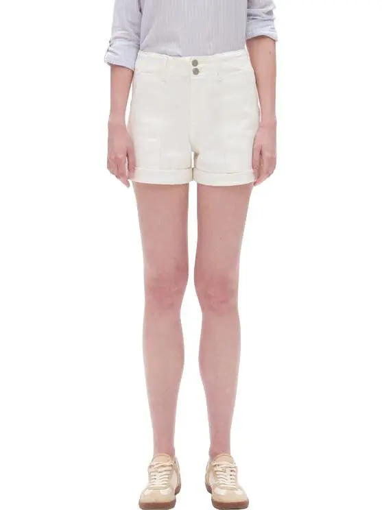 BAYEAS High-waisted Cuffed Denim Shorts - White