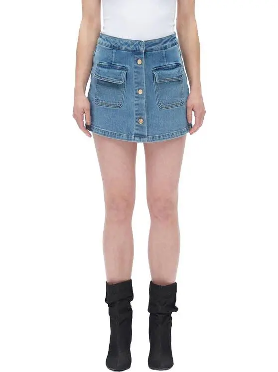 BAYEAS High Waist Denim Skort - Medium Blue
