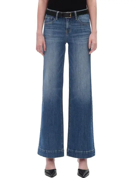 BAYEAS Low Rise Wide Leg Jeans - Medium Blue