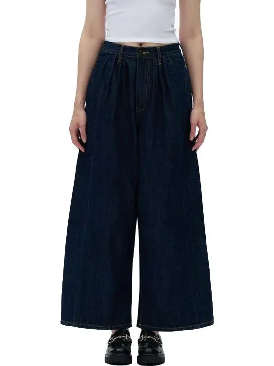 BAYEAS Pleated Wide Leg Jeans - Rinse Wash
