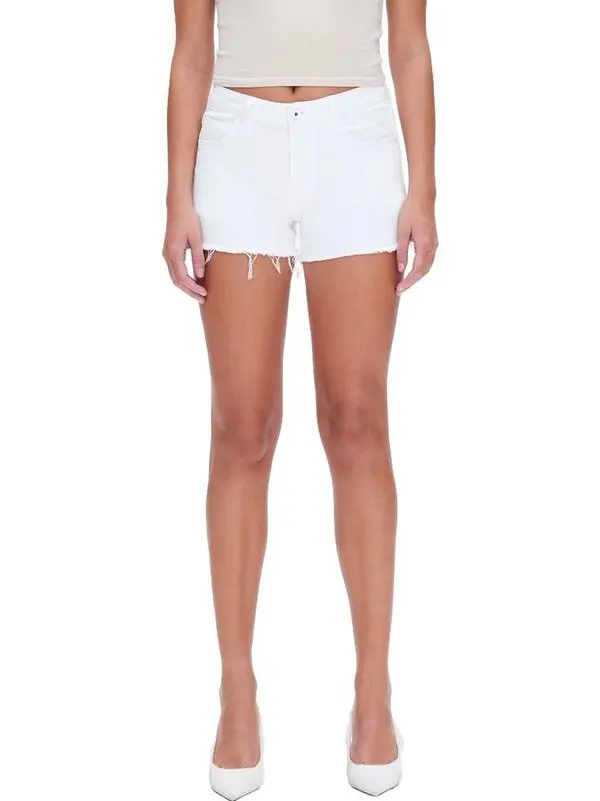 BAYEAS Raw Hem Denim Shorts - White
