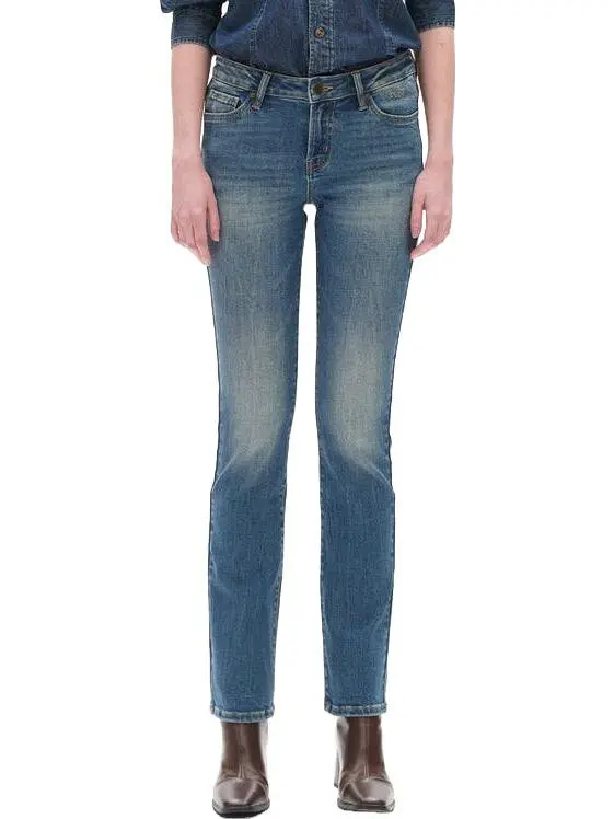 BAYEAS Low Rise Slim Straight Leg Jeans - Medium Blue