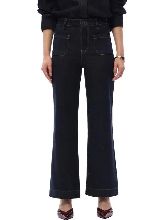 BAYEAS High-waist Wide-leg Jeans With Patch Pockets - Rinse Wash