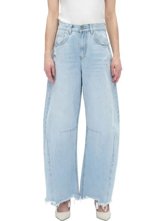 BAYEAS Super High-rise Barrel Jeans - Light Blue