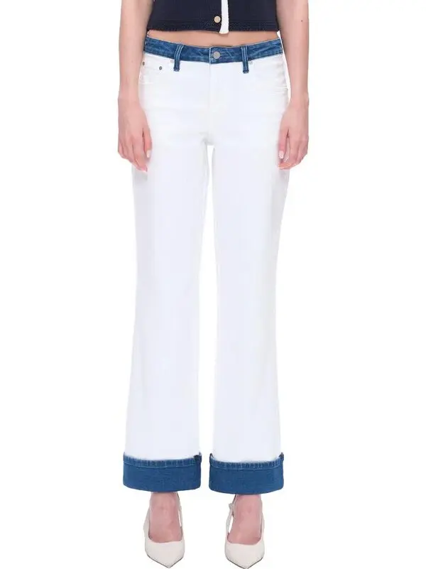 BAYEAS Contrast Mid-rise Relaxed Straight-leg Jeans - White