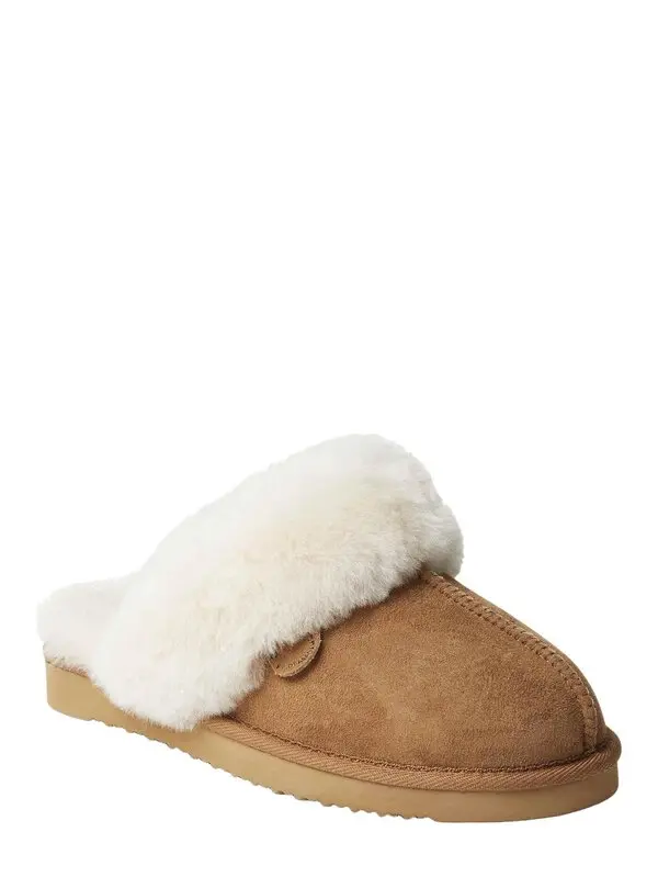 DEARFOAMS Fireside Sydney Shearling Scuff Slipper - Chestnut