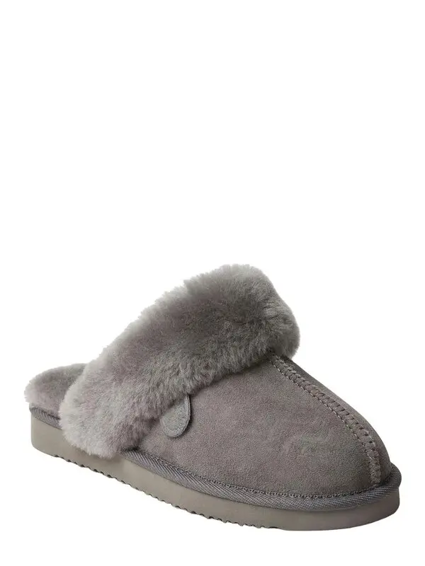 DEARFOAMS Fireside Sydney Shearling Scuff Slipper - Grey