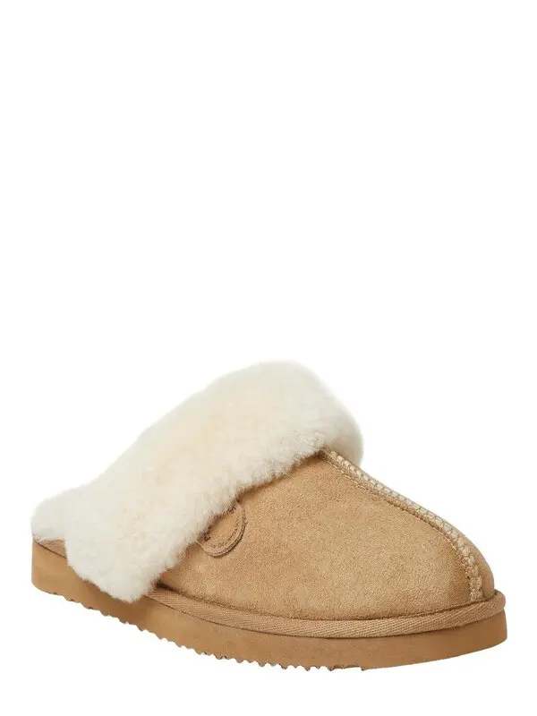 DEARFOAMS Fireside Sydney Shearling Scuff Slipper - Sand
