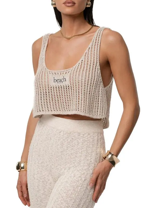 JLUXLABEL Island Nights Open Knit Crop Top - Ivory