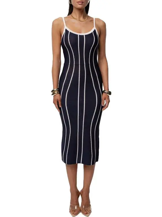 JLUXLABEL Parallel Elegance Midi Dress - Navy
