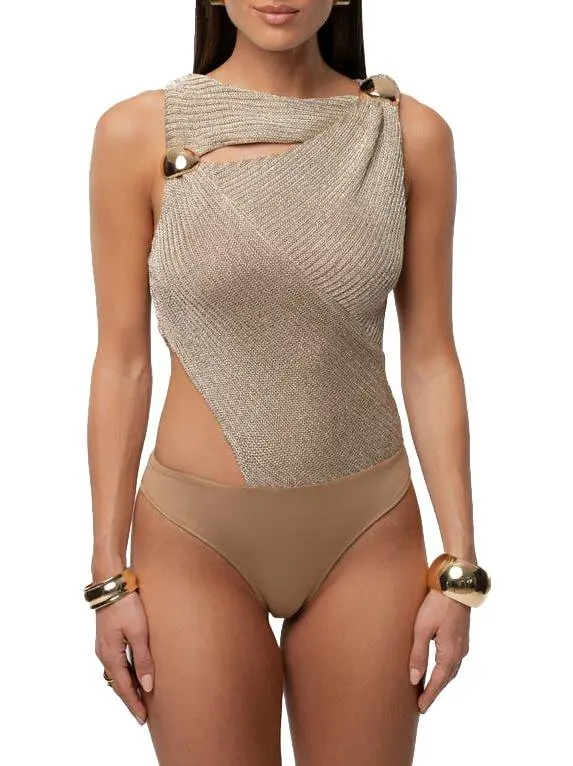 JLUXLABEL Luminous Sweater Bodysuit - Gold