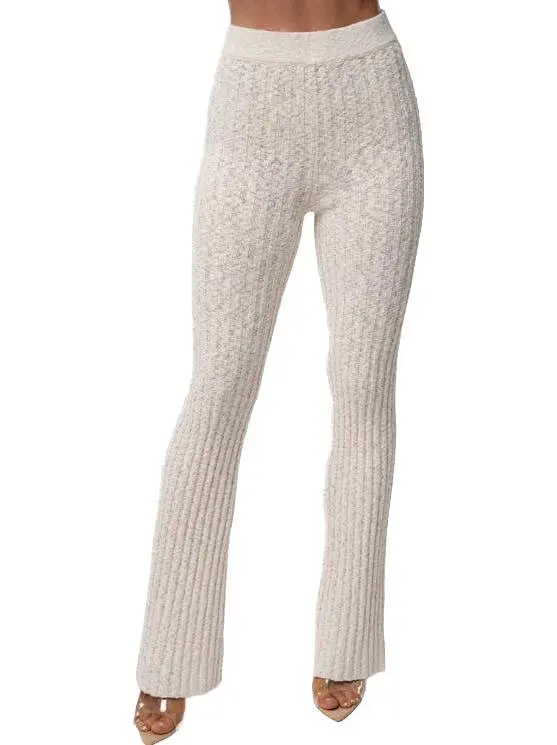 JLUXLABEL Lanah Rib Knit Flare Pants - Ivory