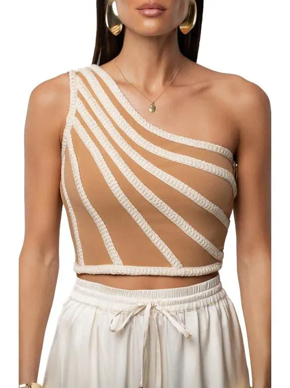 JLUXLABEL Braided One-shoulder Crop Top - Ivory