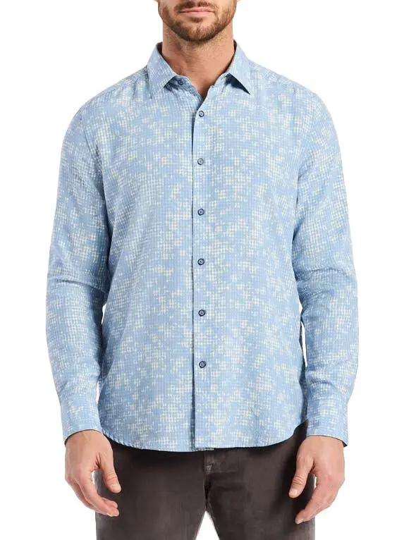 Robert Graham Angola Jacquard Micro Plaid Button-up Shirt - Light Blue