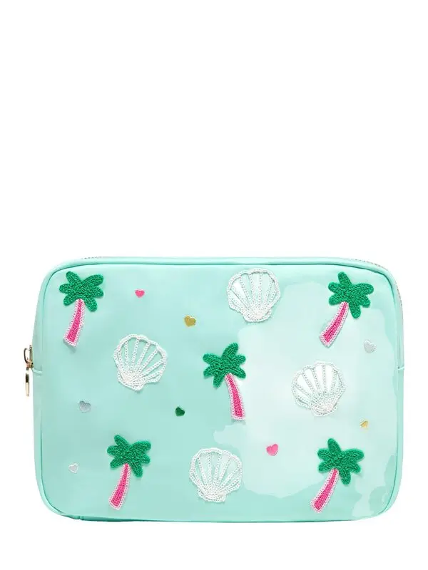 Stoney Clover Lane Large Embroidered Nylon Pouch - Cotton Candy