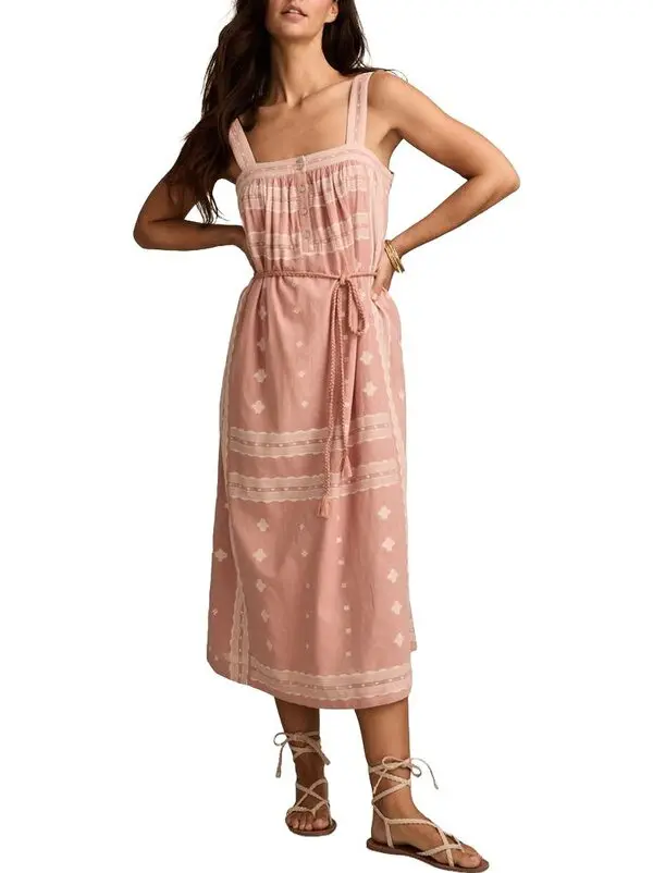 Lucky Brand Mixed Print Cotton Midi Sundress - Blush