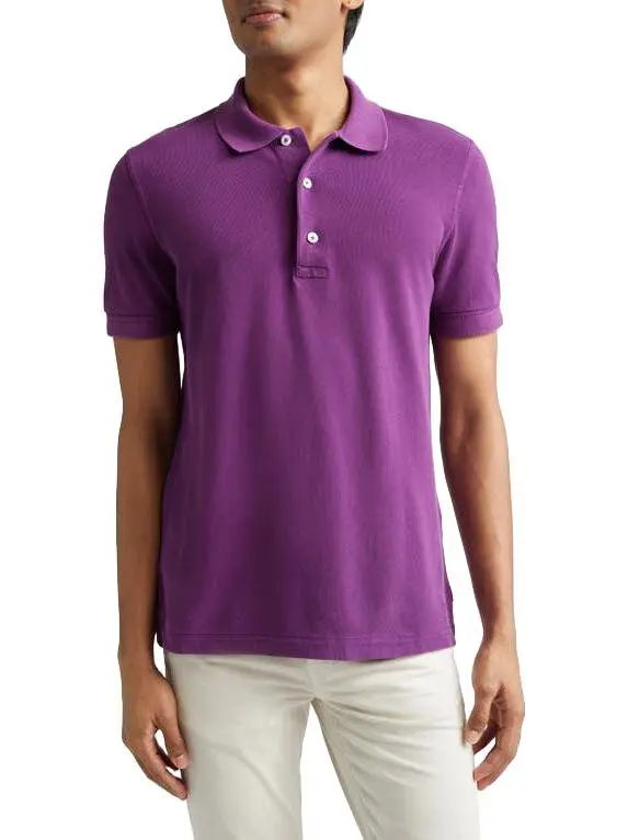 TOM FORD Lyocell & Cotton Piqué Polo - Bright Orchid