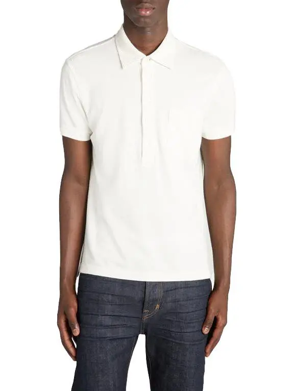 TOM FORD Lyocell & Cotton Piqué Polo - White