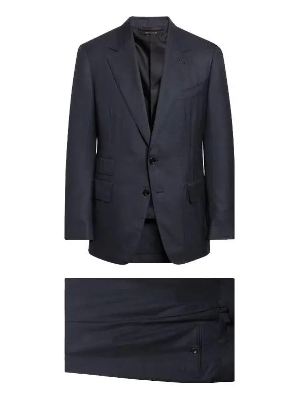 TOM FORD Shelton Shadow Windowpane Check Wool & Silk Suit - Navy