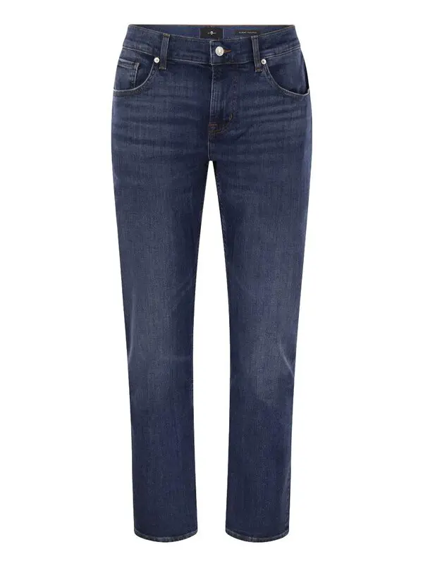 7 For All Mankind Slimmy Tapered Mid-rise Jeans - Navy