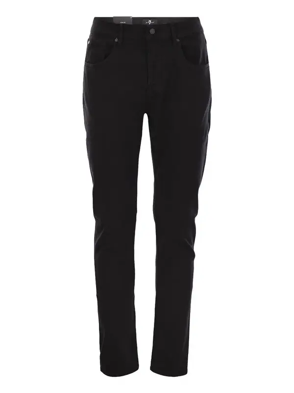 7 For All Mankind Slimmy Tapered Mid-waisted Jeans - Black