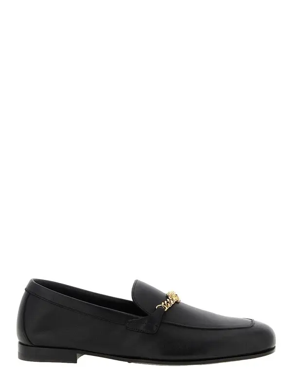 Versace Medusa Chain Leather Slippers - Black