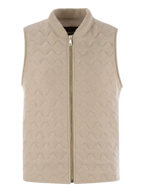 Fabiana Filippi Quilted Waistcoat With Sequins - Beige