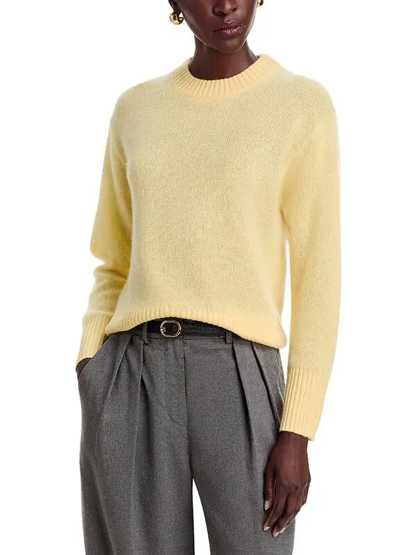 Bloomingdale'S 100% Cashmere Boxy Crewneck Sweater - Straw