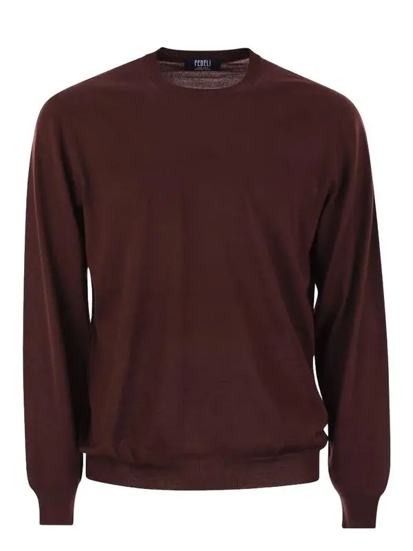 Fedeli Argentina Crew-neck Sweater In Superfine Wool - Red