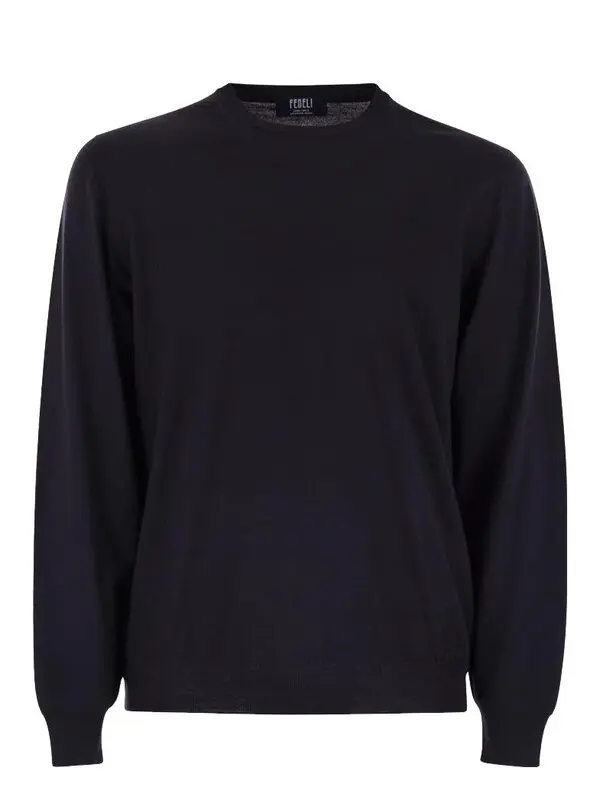 Fedeli Argentina Crew-neck Sweater - Night Blue